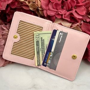 Bags | Retro Black And Pink Wide Wallet With Kitty Cat Charm | Poshmark